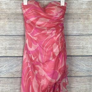Xcite Prom | Dresses | Pink Asymmetrical Ruffle Strapless Silk Dress ...
